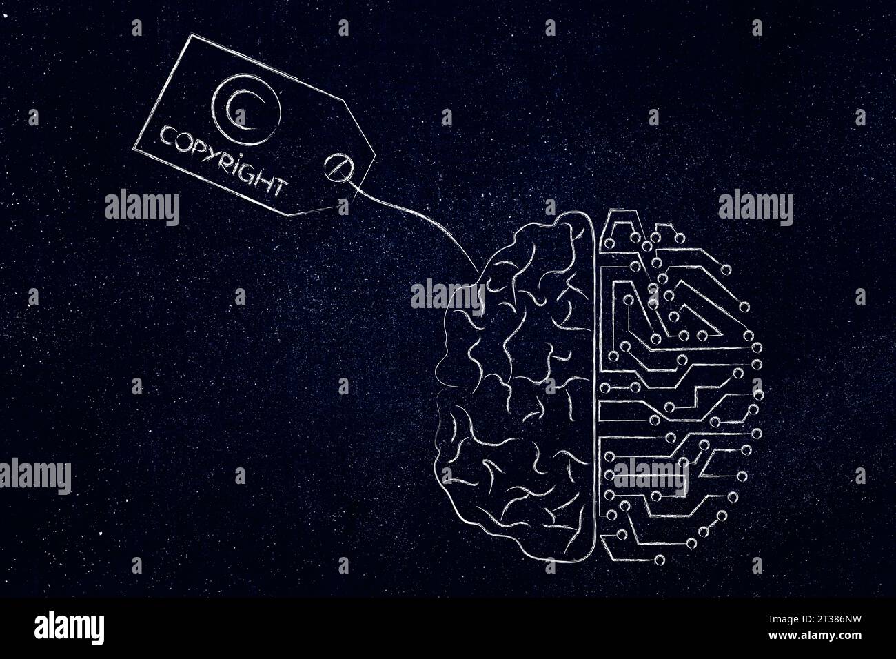 artificial intelligence and authorship conceptual illustration, half ...