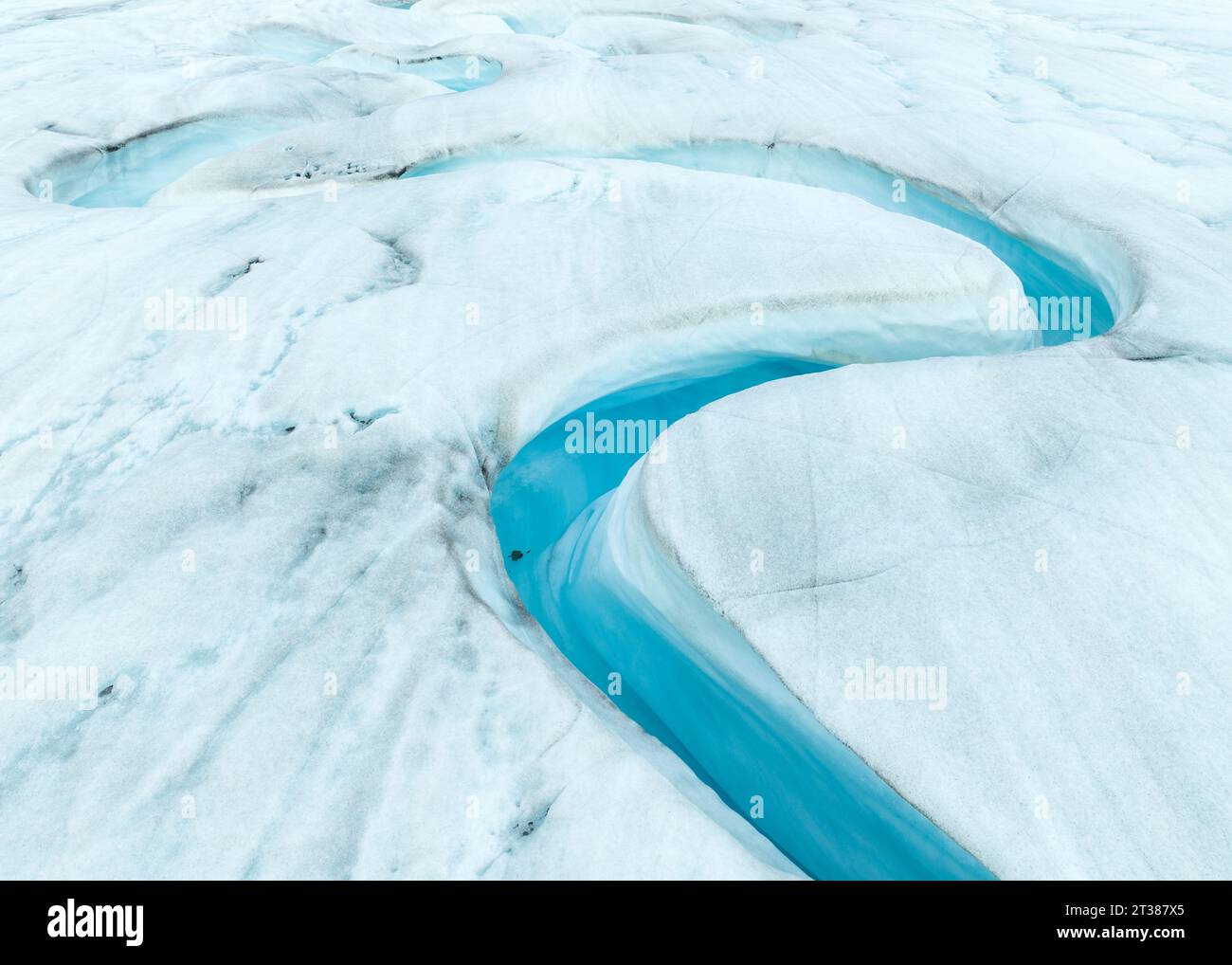 Meltwater river on a Glacier - Aerial Stock Photo - Alamy
