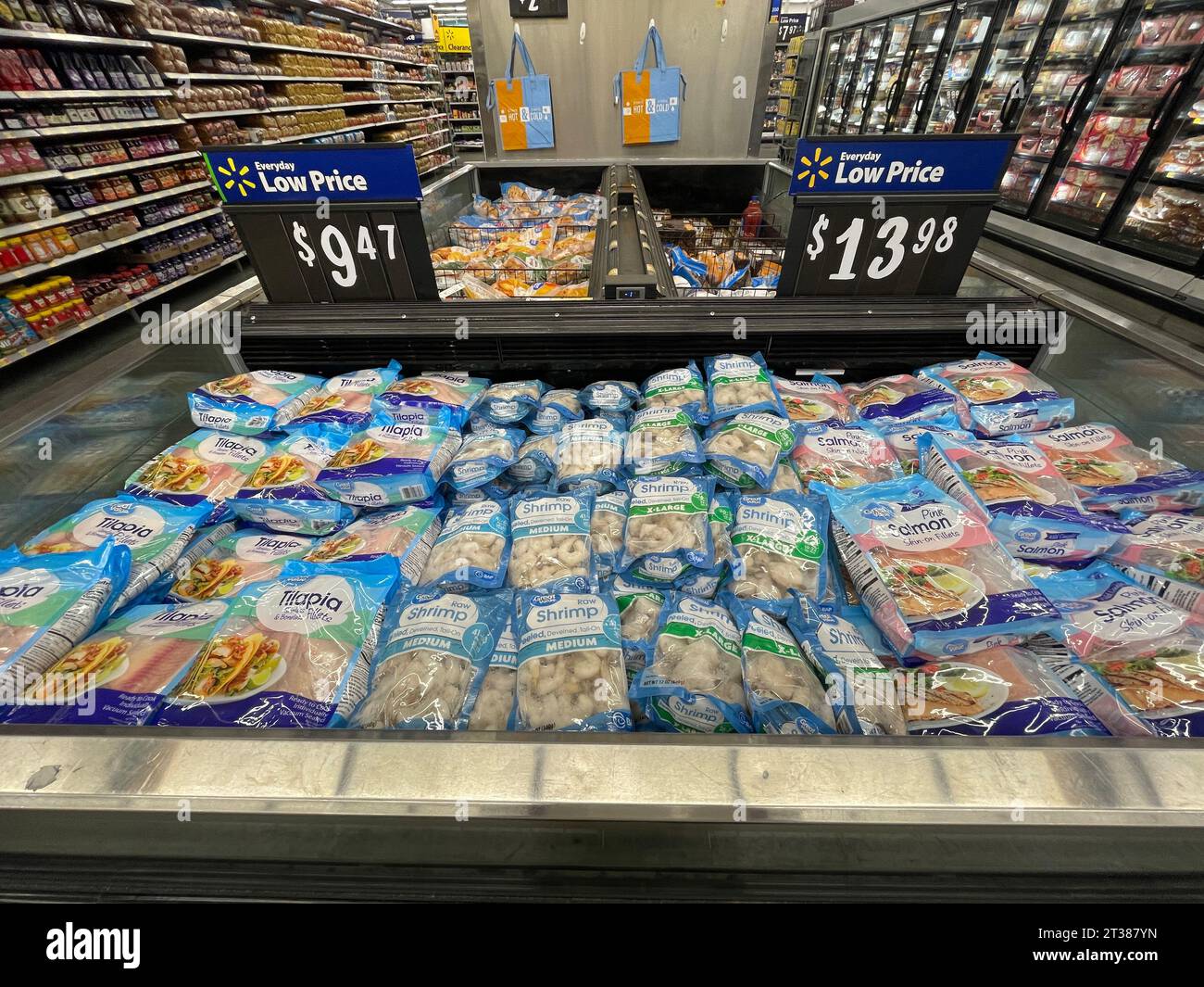 Grovetown, Ga USA - 08 06 23: Walmart grocery store frozen shrimp ...