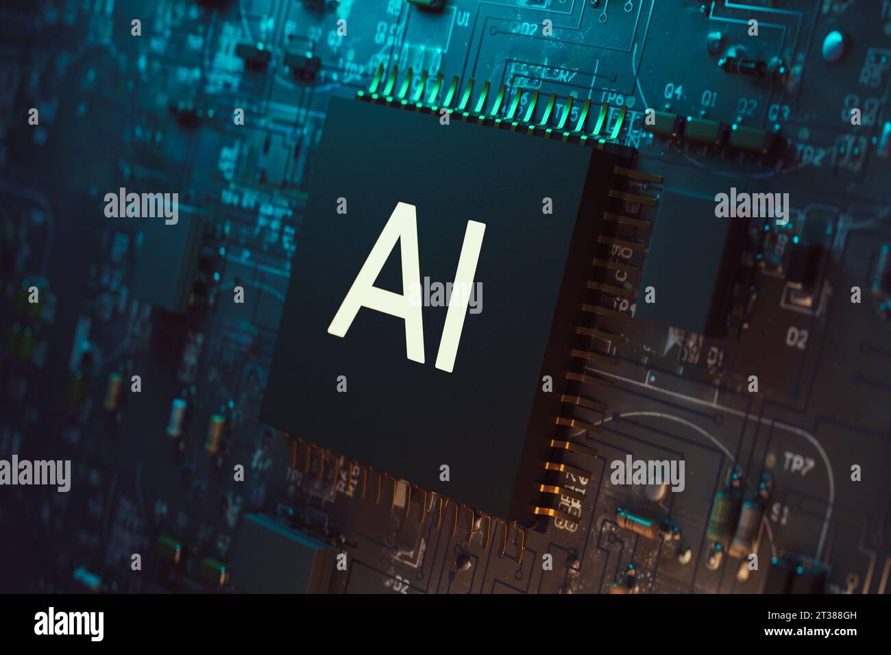 AI Semiconductor Chip Background Applied to AI Technology, 3D rendering ...