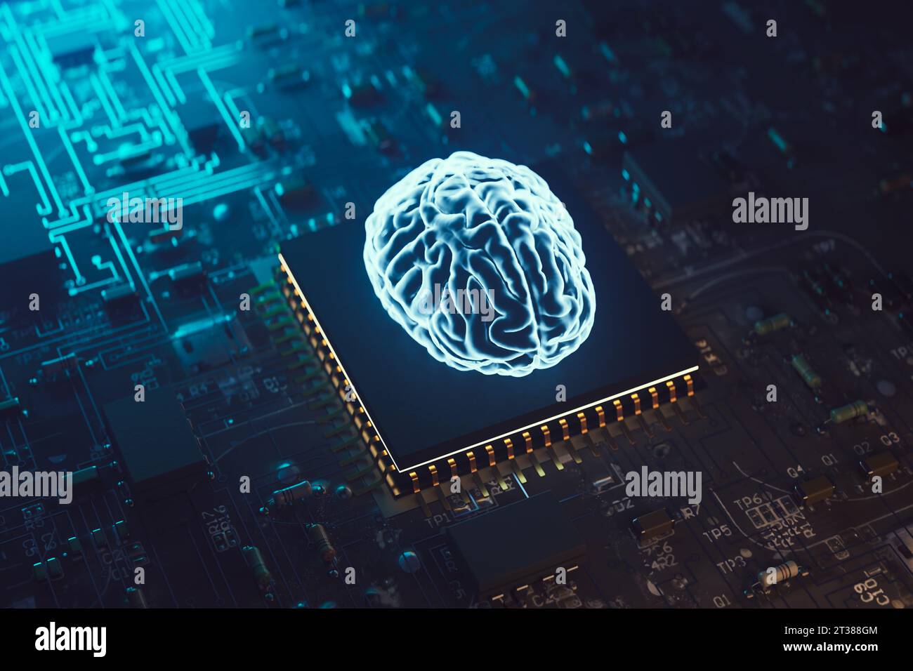 Background of artificial intelligence brain floating hologram on AI ... Background of artificial intelligence brain floating hologram on AI ...
