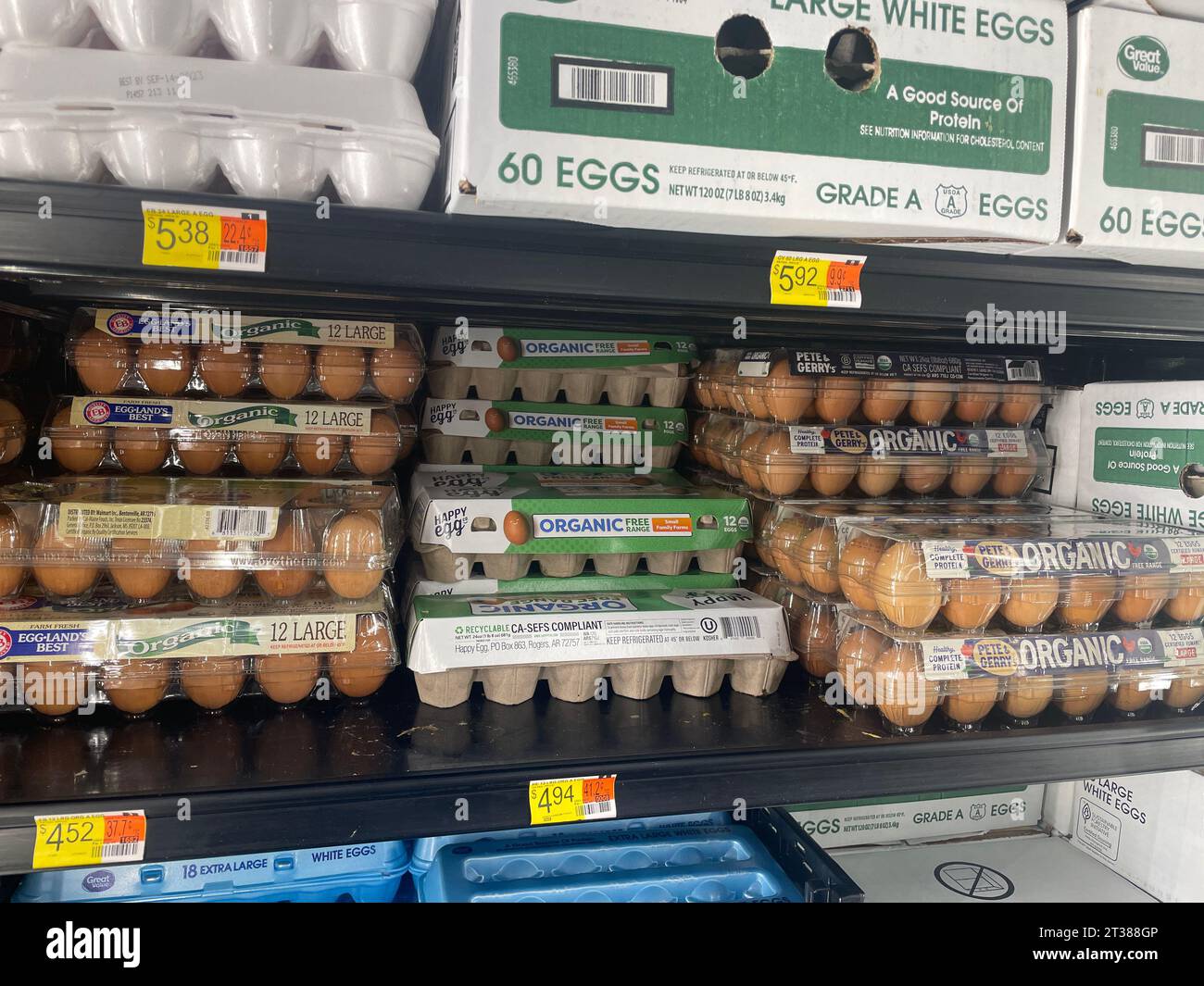 Grovetown, Ga USA - 08 06 23: Walmart grocery store Eggs section and ...