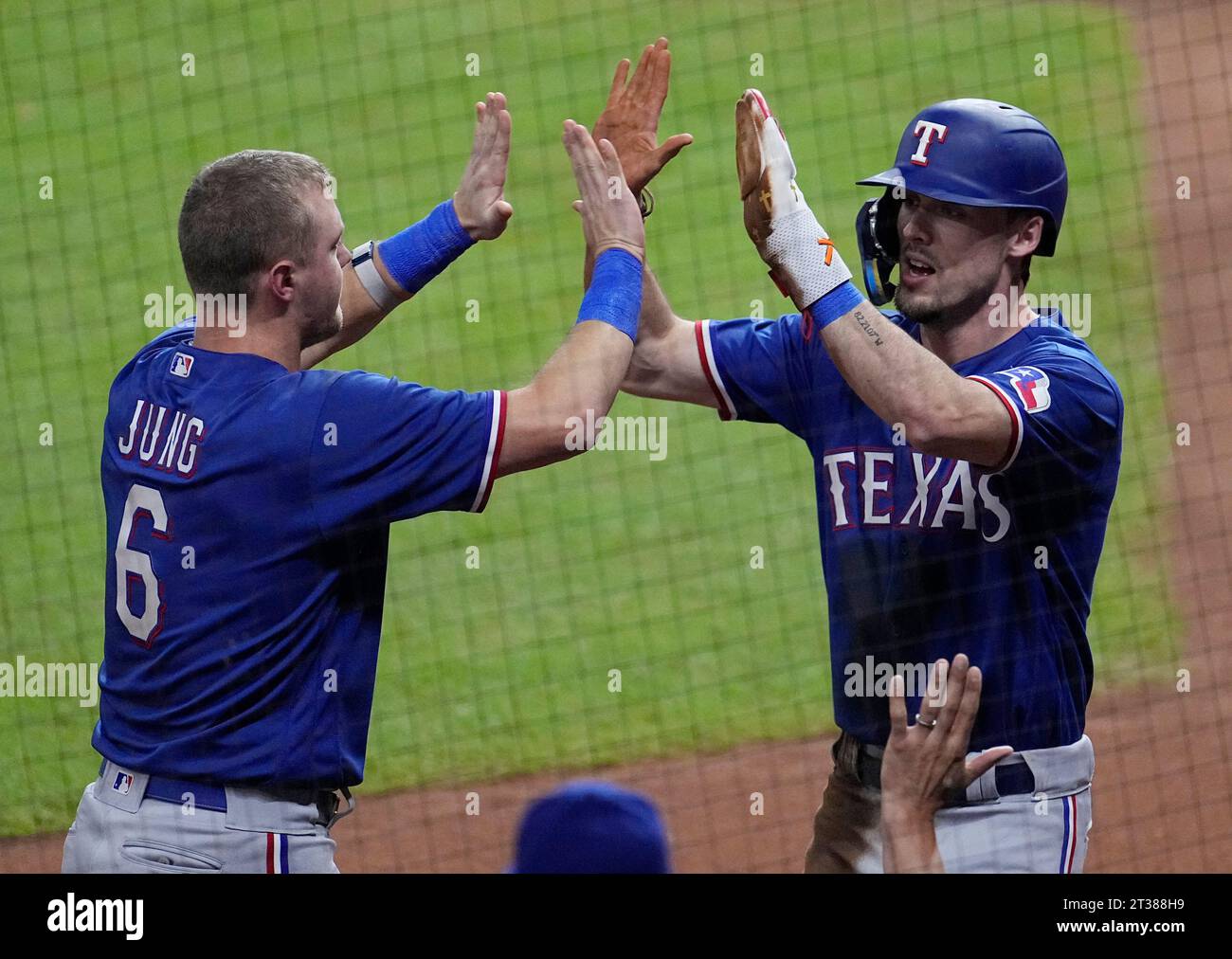 Houston, United States. 23rd Oct, 2023. Texas Rangers Evan Carter is ...