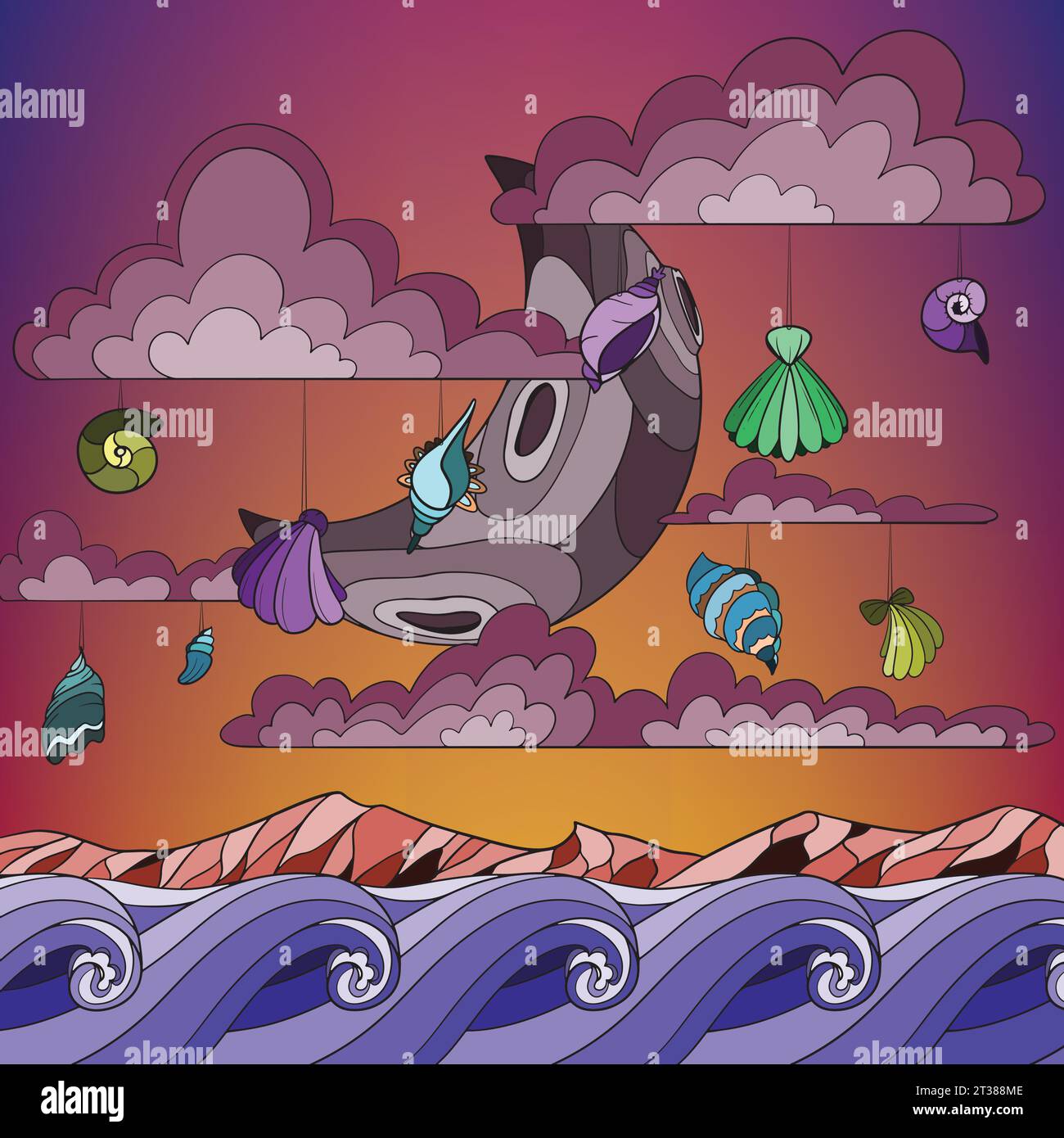 Seashells line art pattern Stock Vector Images - Alamy