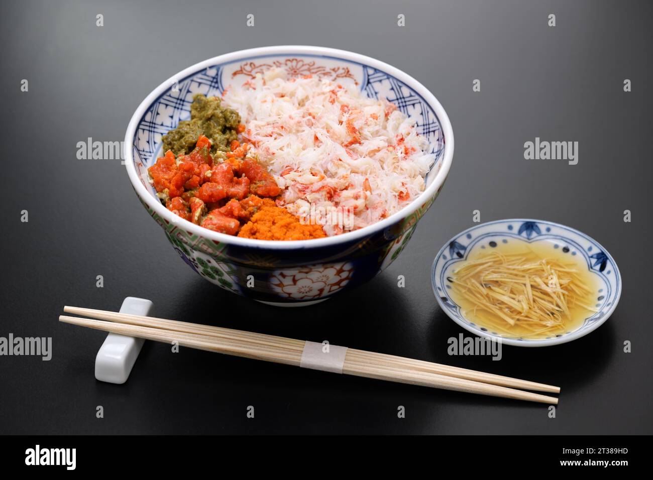 Japanese Kani Meshi ( A rice bowl dish made with steamed crab meat and ...