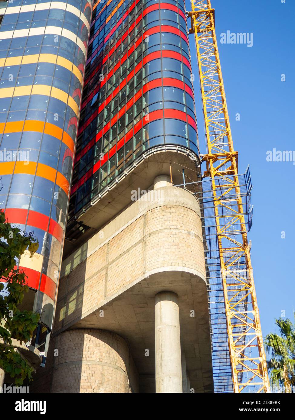 Modern construction of a high-rise building. Modern architecture of a ...