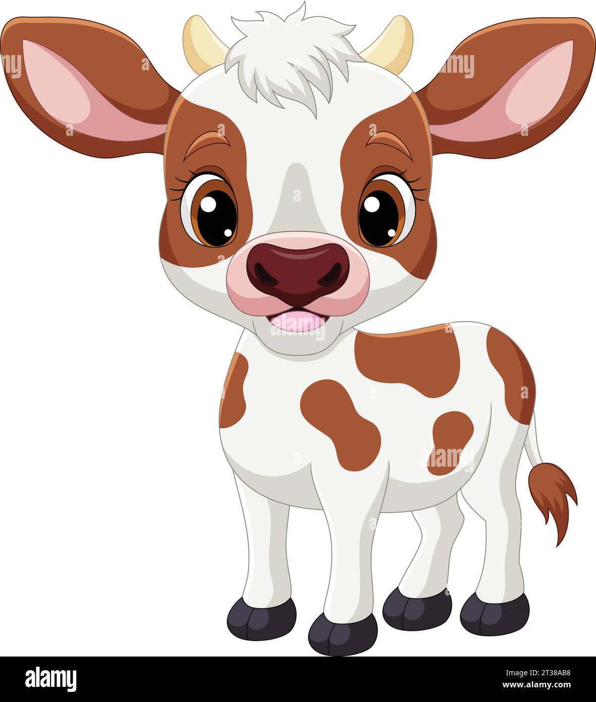Cute little cow cartoon on white background Stock Vector Image & Art ...