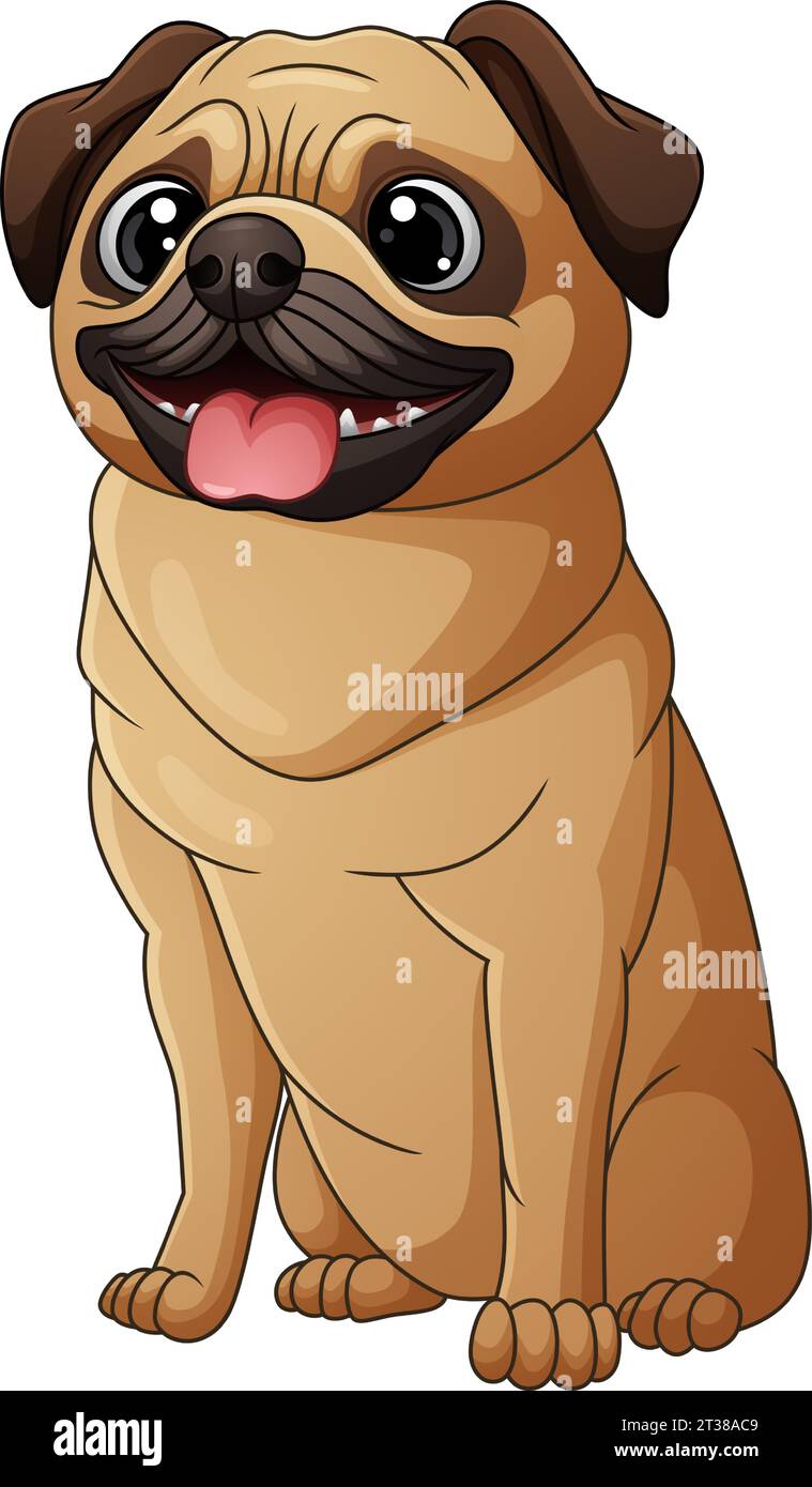 Cute pug dog cartoon isolated on white background Stock Vector Image ...