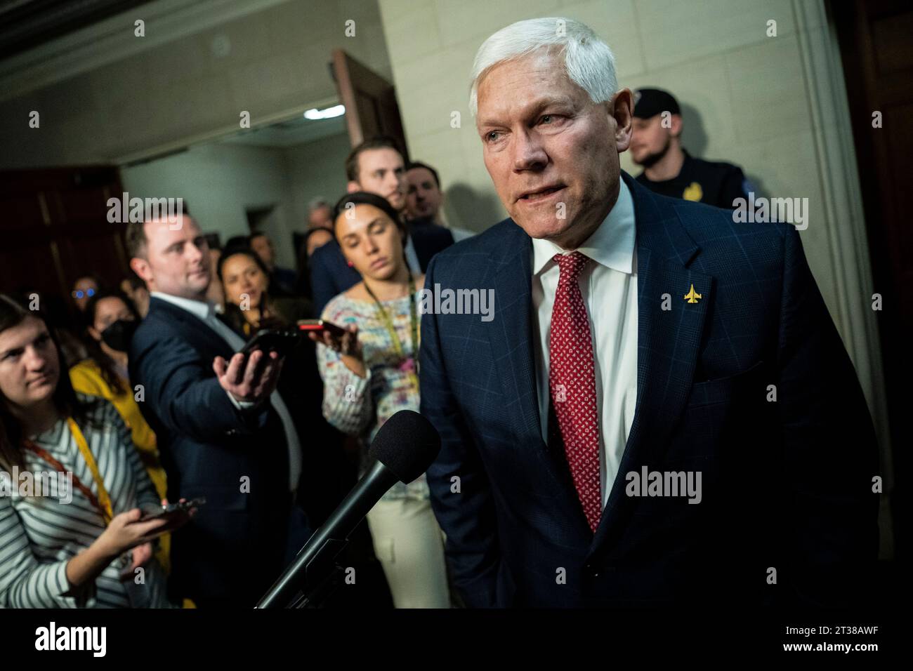 Washington, USA. 23rd Oct, 2023. Representative Pete Sessions (R-TX) speaks to media after a ...