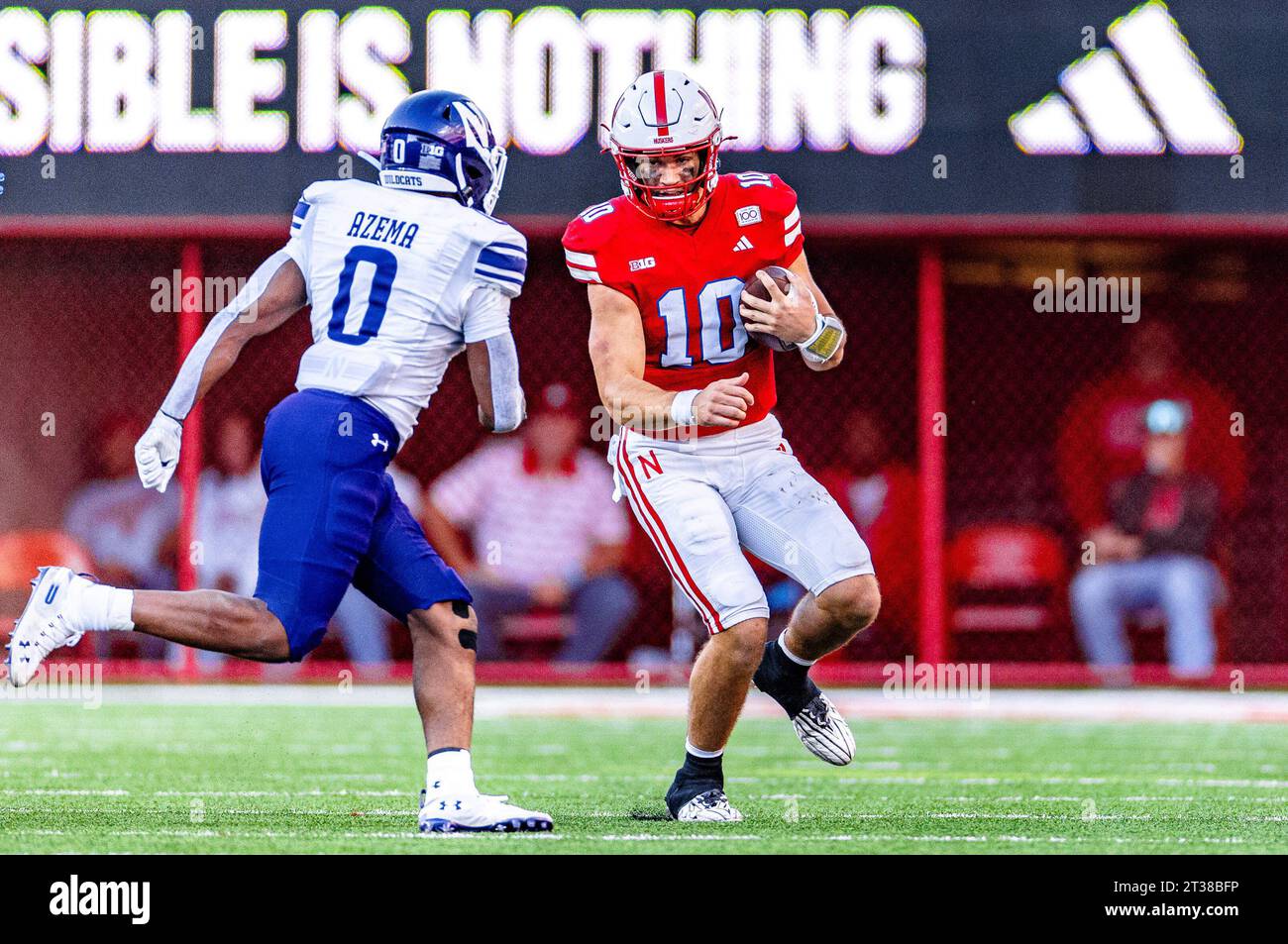 Lincoln, NE. U.S. 21st Oct, 2023. Nebraska Cornhuskers quarterback ...