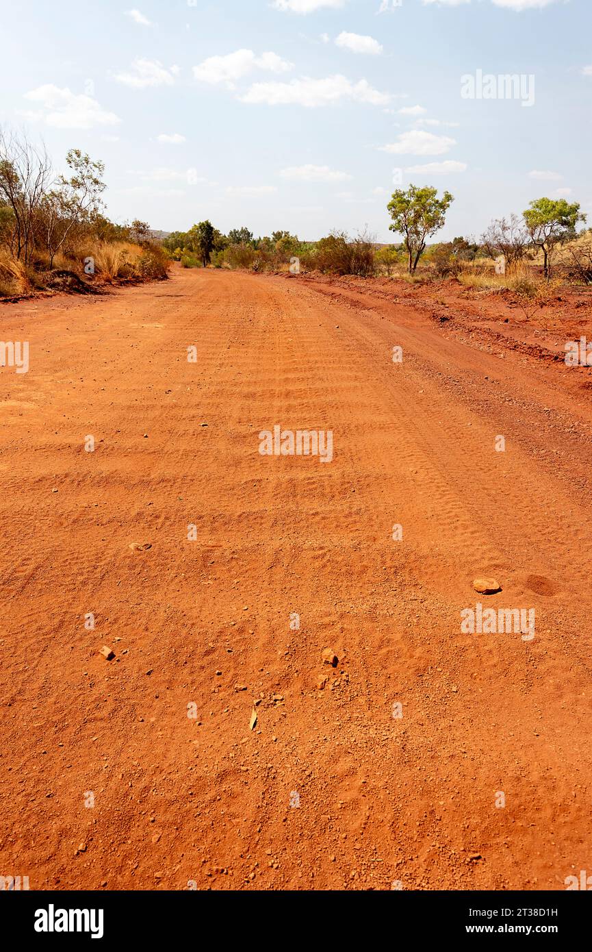 Corrugated rough Outback dirt track, Pilbara, Western Australia ...