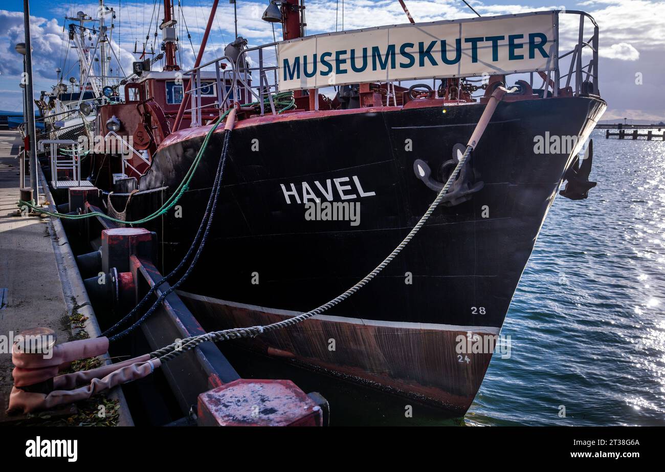 Sassnitz, Germany. 23rd Oct, 2023. The former fishing cutter "Havel" is ...