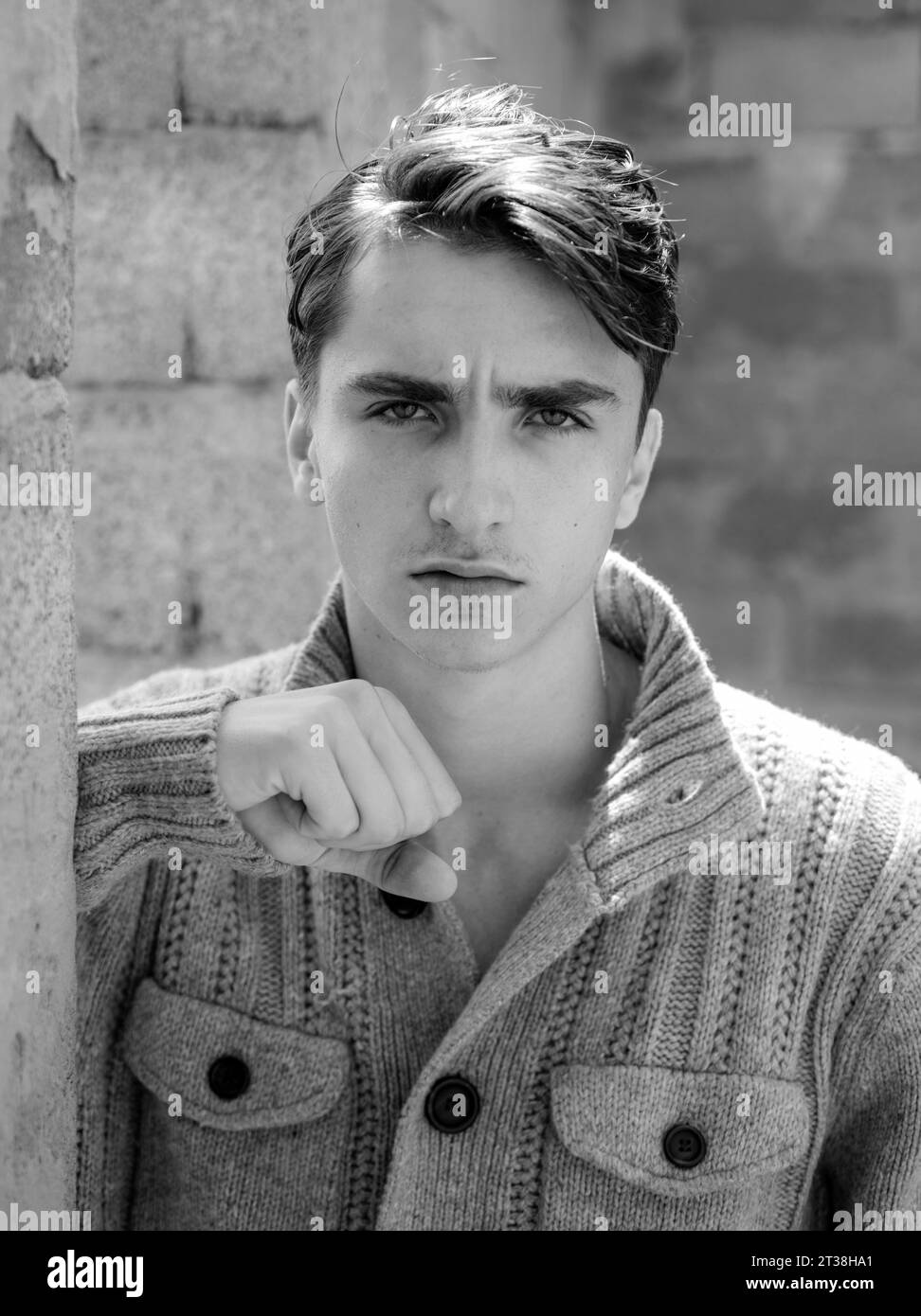 Serious face. Portrait of self confident man. Close-up of young man ...