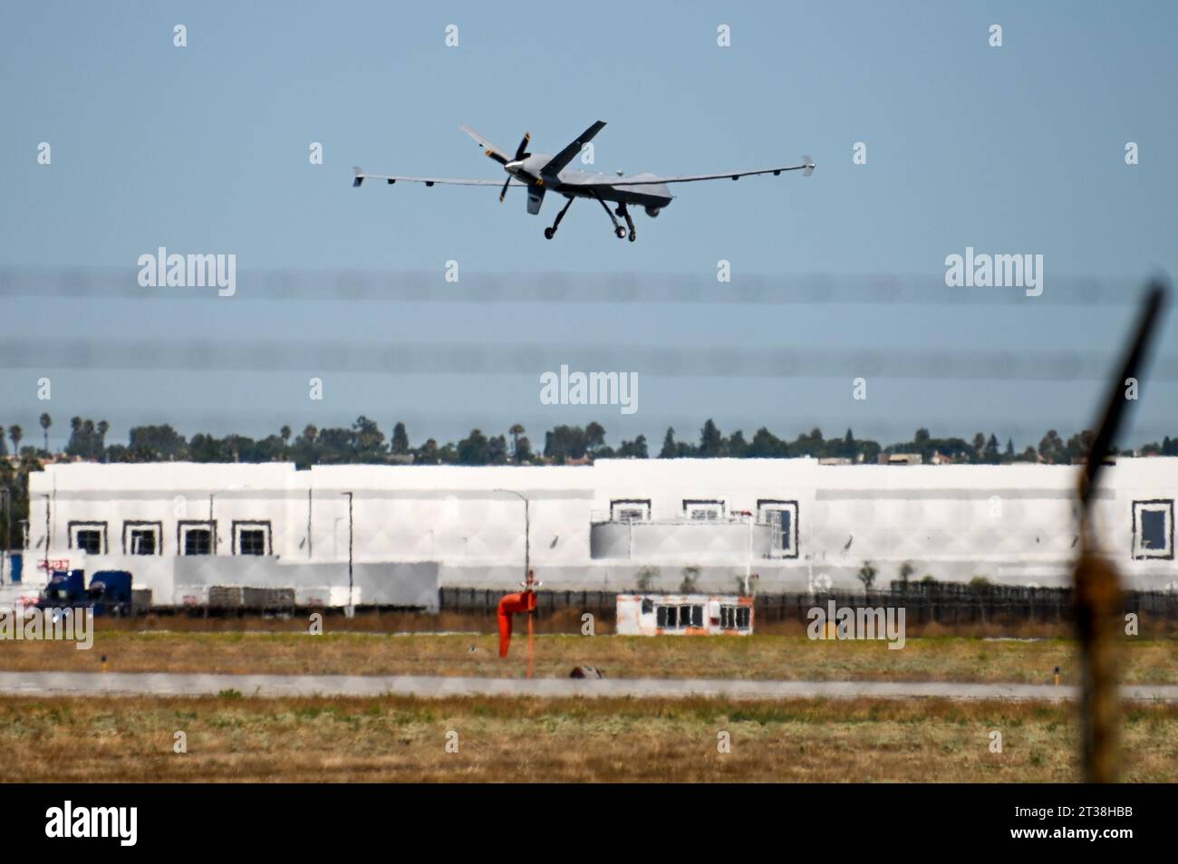 A General Atomics MQ-9 Reaper practices landings at March Air Reserve ...