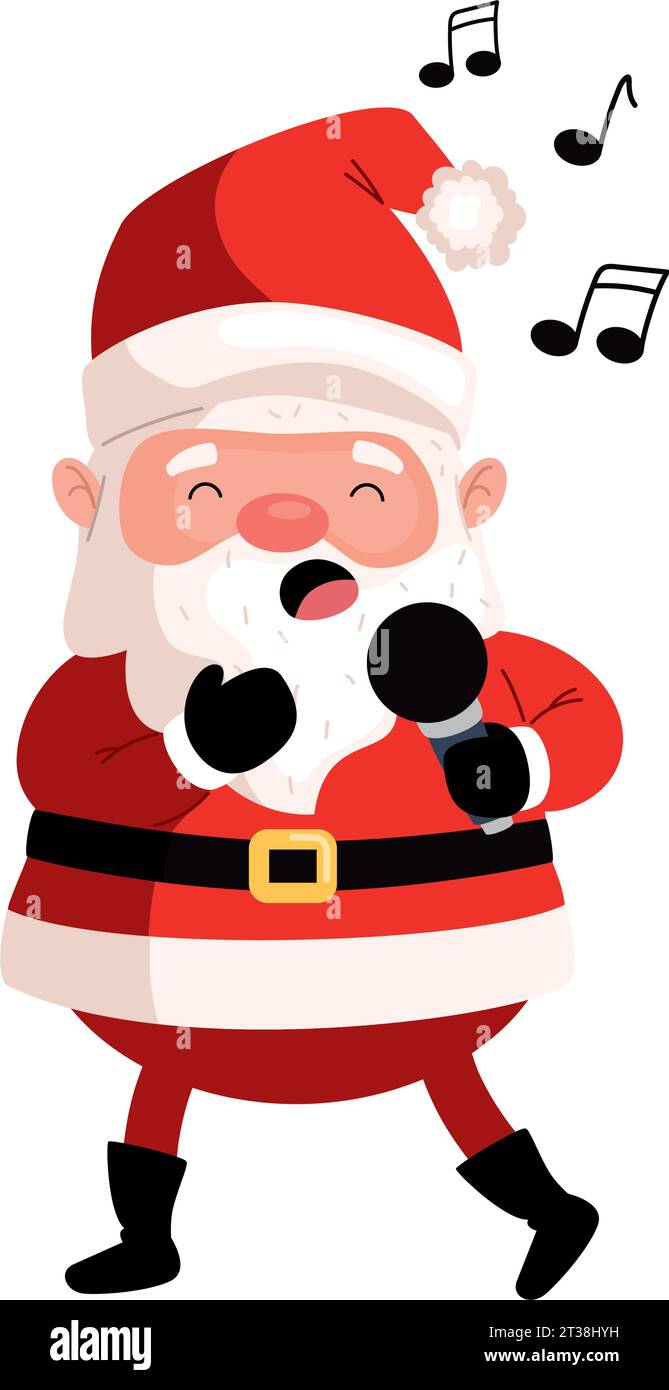Happy santa claus singing microphone Stock Vector Images - Alamy