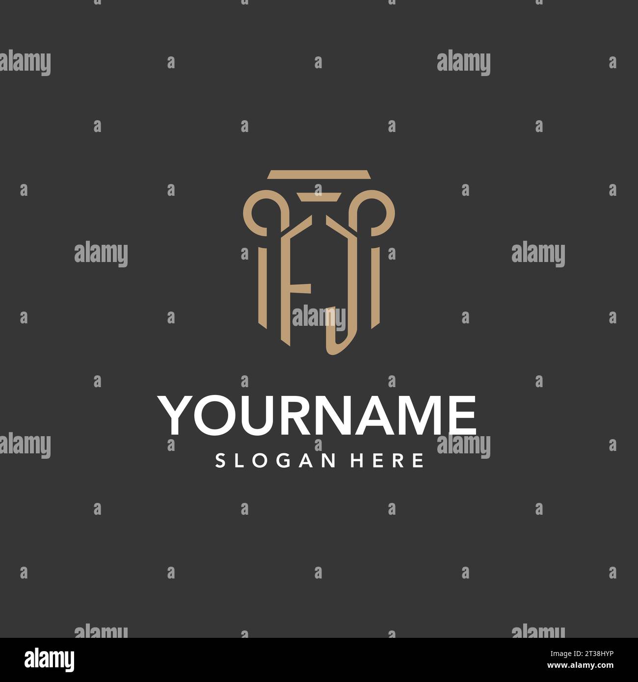 FJ logo monogram with pillar style design vector Stock Vector Image ...