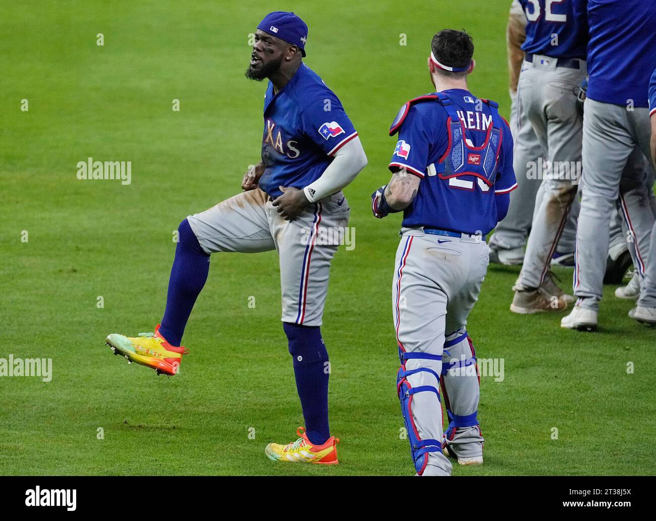 Houston, United States. 23rd Oct, 2023. Texas Rangers players Adolis ...