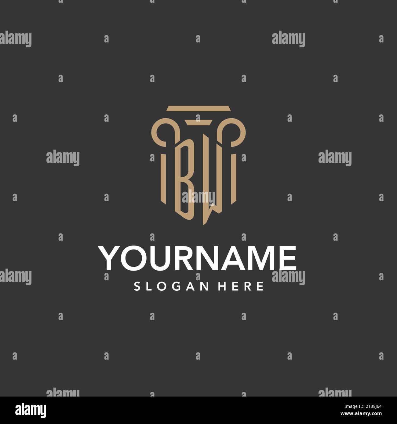 BW logo monogram with pillar style design vector Stock Vector Image ...