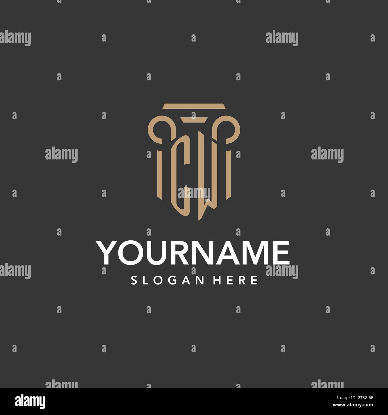 CW logo monogram with pillar style design vector Stock Vector Image ...