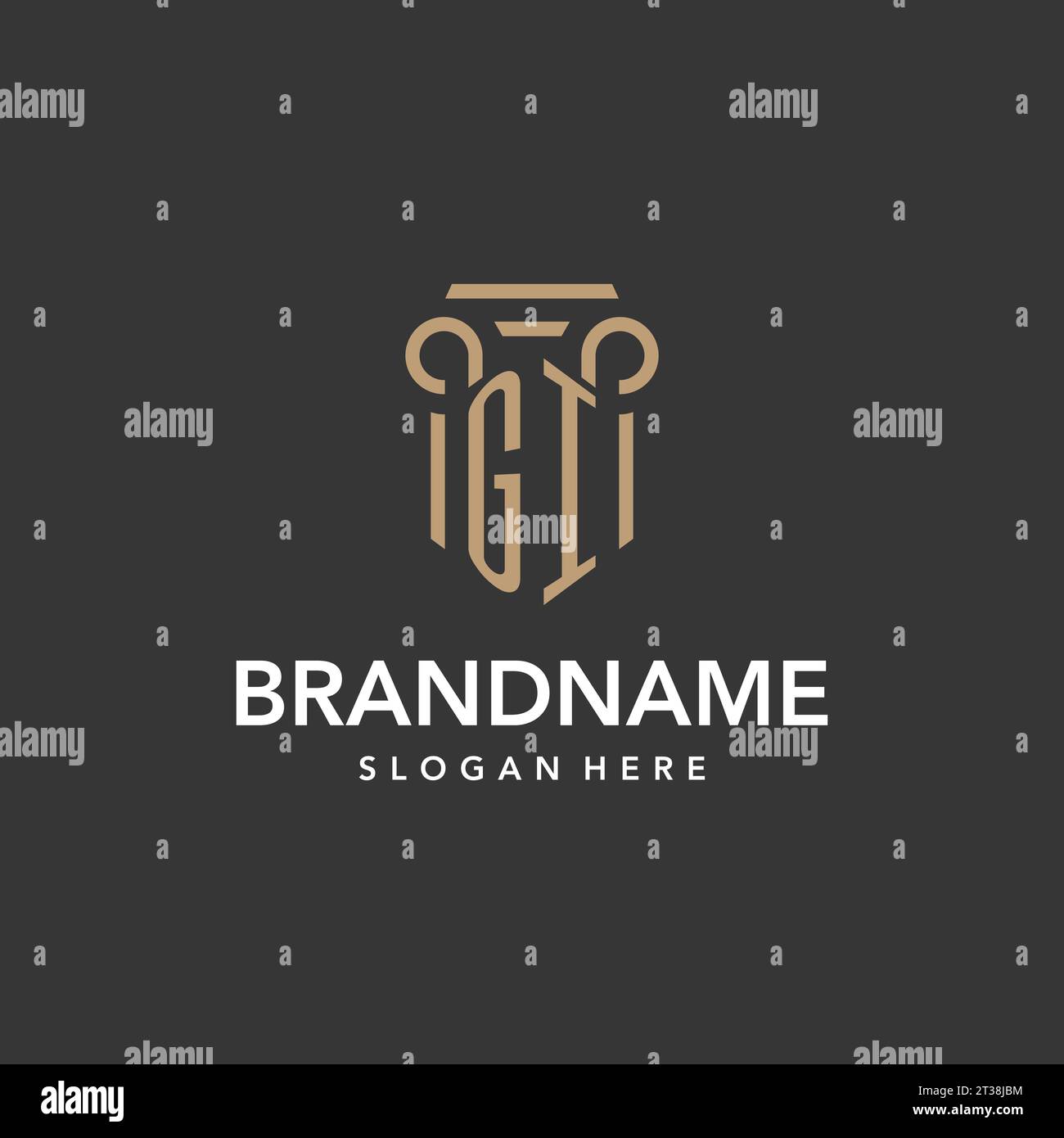 GI logo monogram with pillar style design vector Stock Vector Image ...