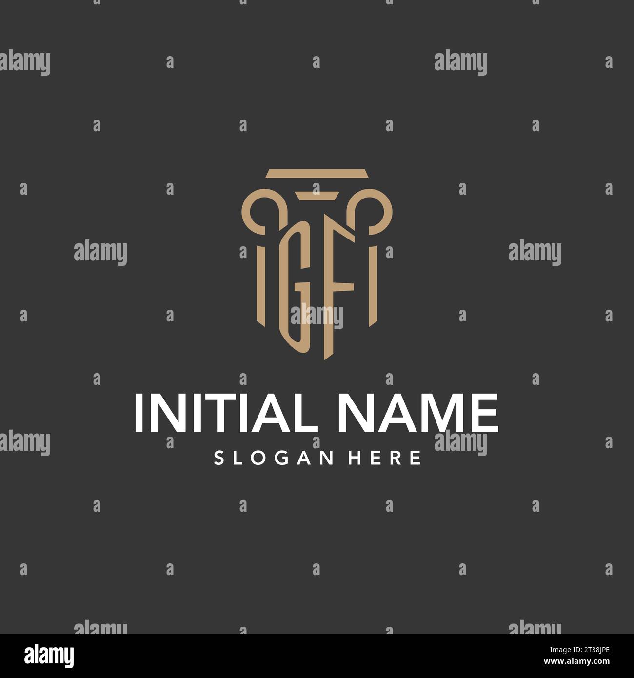 GF logo monogram with pillar style design vector Stock Vector Image ...