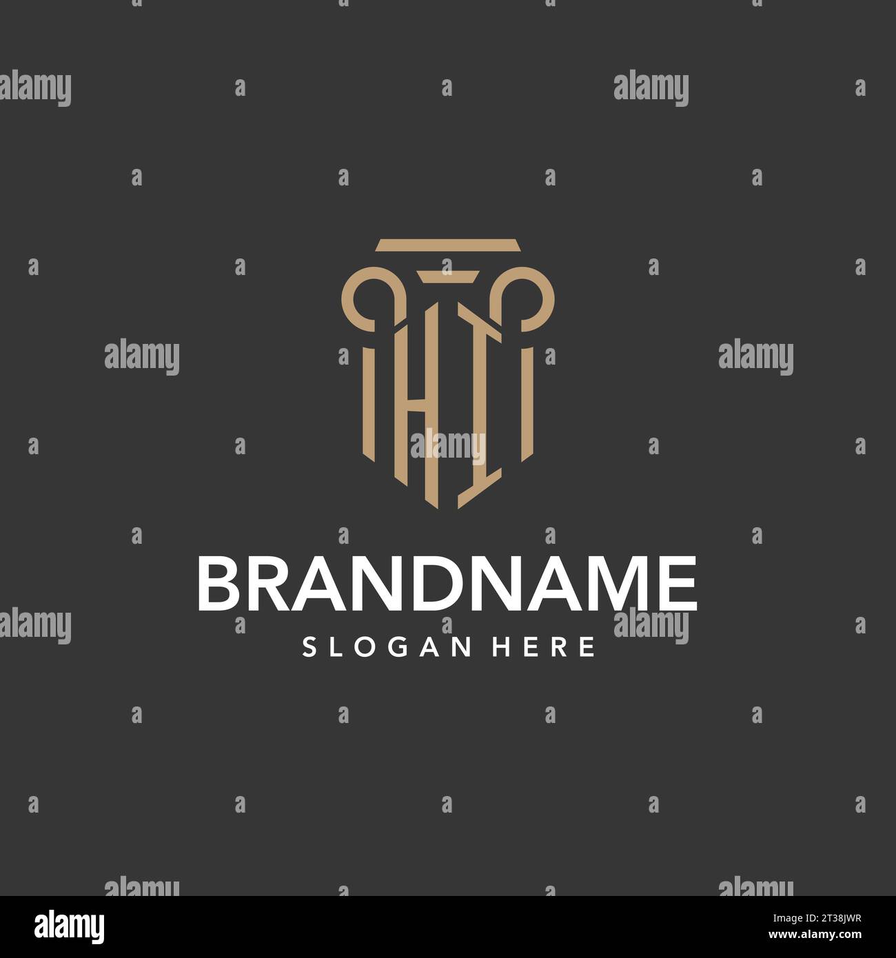 HI logo monogram with pillar style design vector Stock Vector Image ...