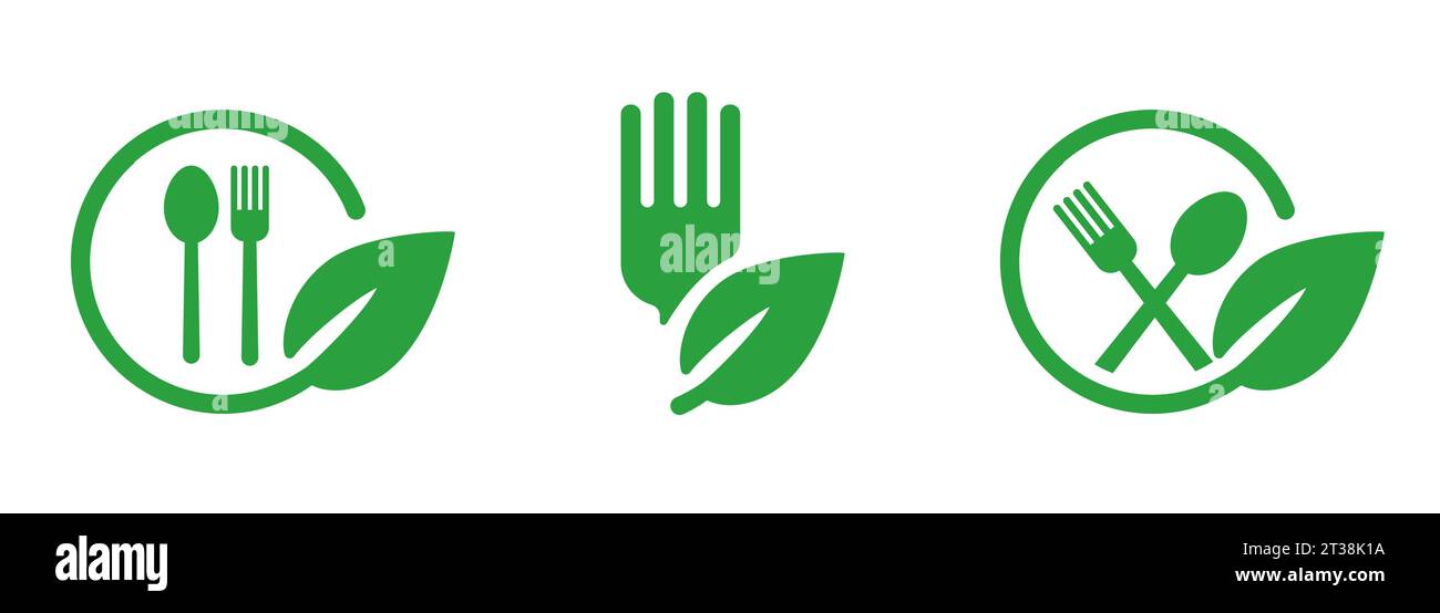 spoon fork eco leaves natural organic bio food symbol restaurant ...