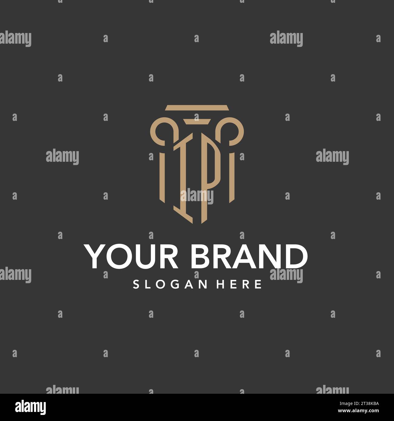 IP logo monogram with pillar style design vector Stock Vector Image ...