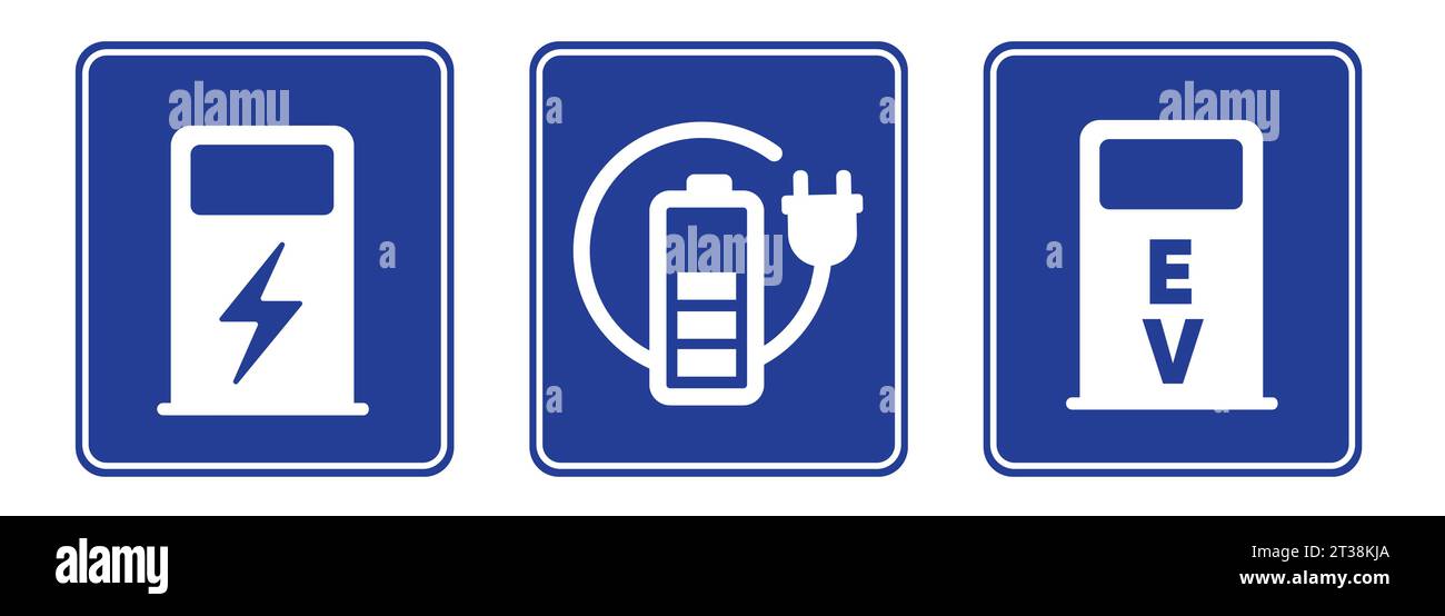 Electric vehicle charging station EV car charger sign blue color Stock ...