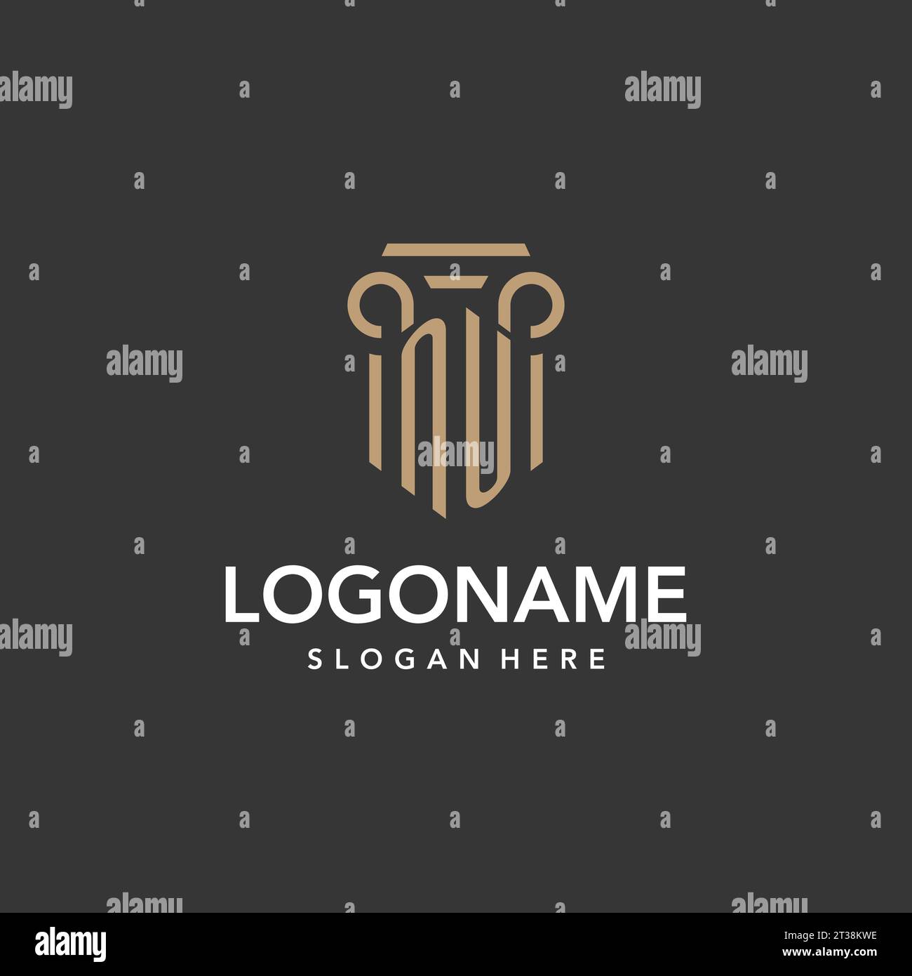 NU logo monogram with pillar style design vector Stock Vector Image ...