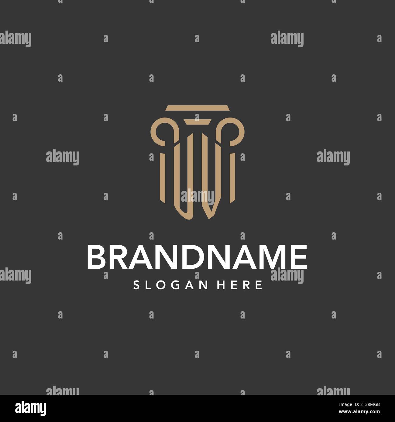 UV logo monogram with pillar style design vector Stock Vector Image ...