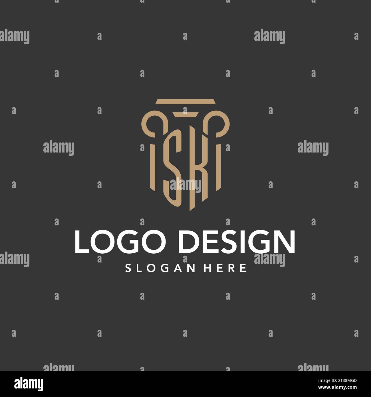 SK logo monogram with pillar style design vector Stock Vector Image ...