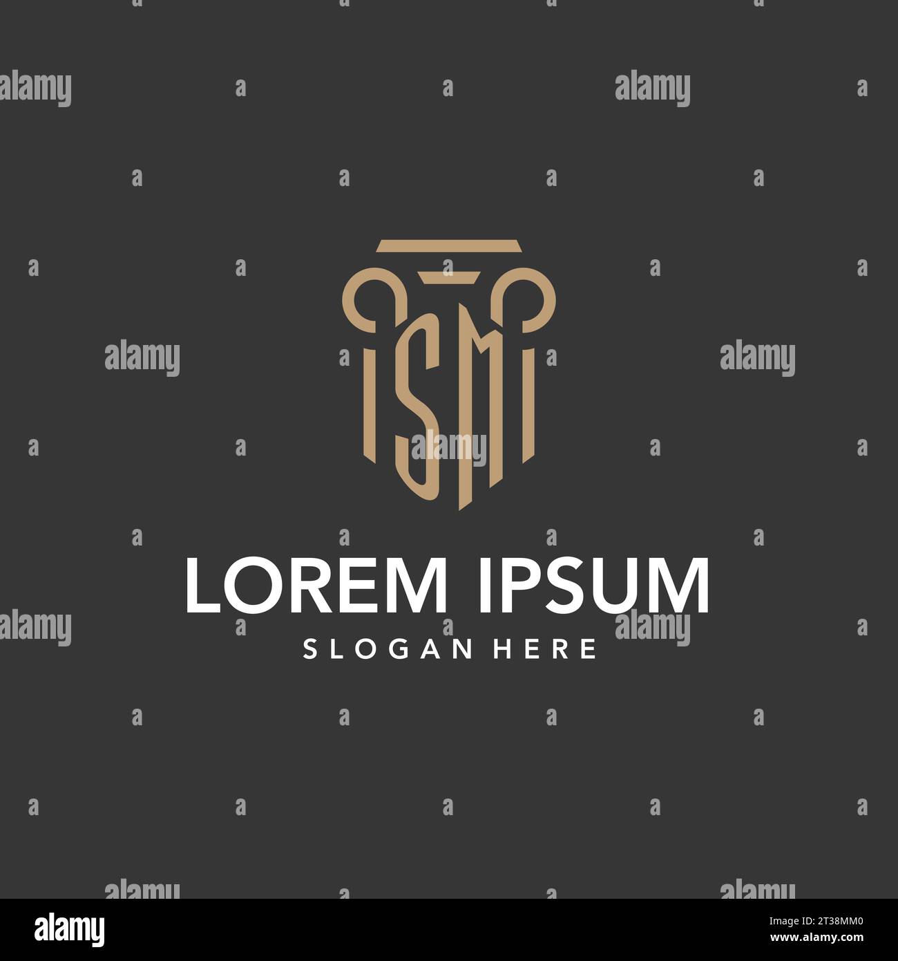 SM logo monogram with pillar style design vector Stock Vector Image ...