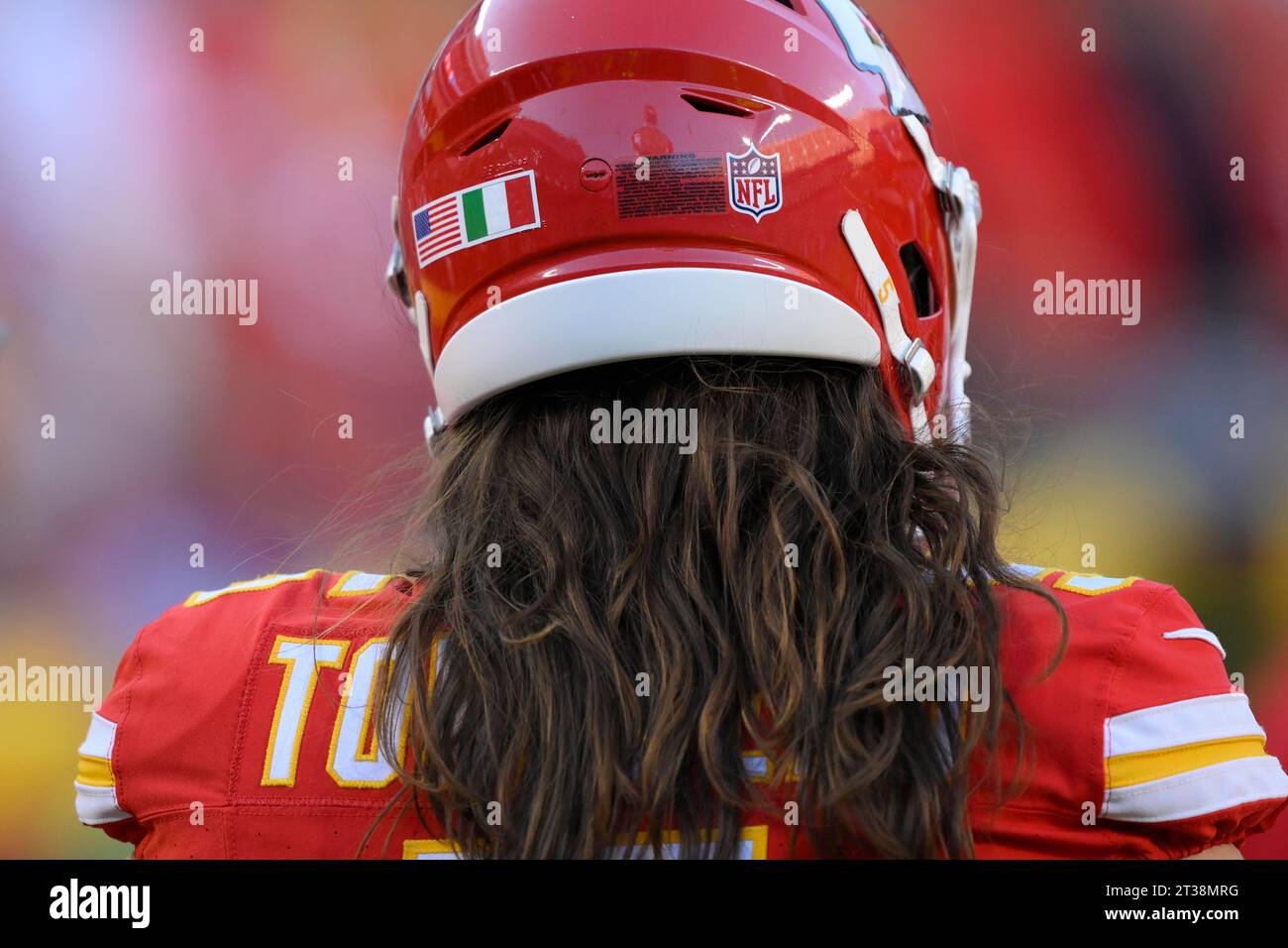 Kansas City Chiefs punter Tommy Townsend wears an additional flag decal ...
