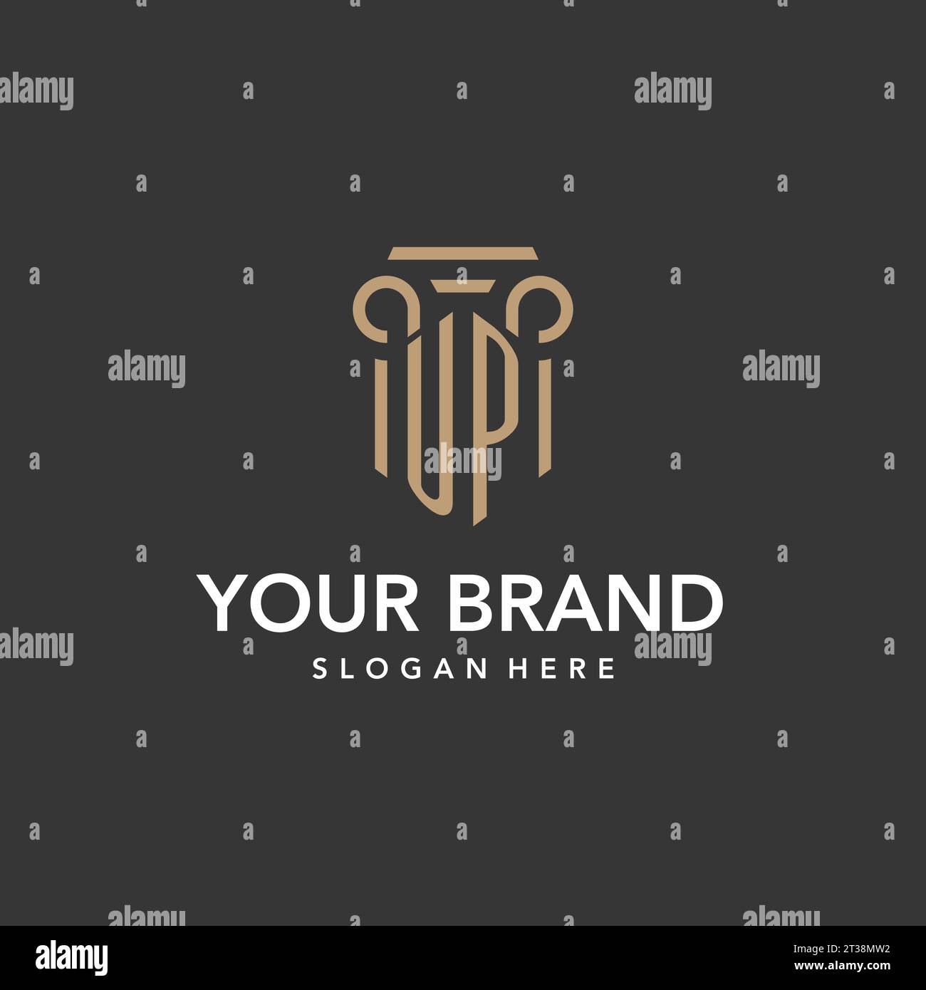 UP logo monogram with pillar style design vector Stock Vector Image ...
