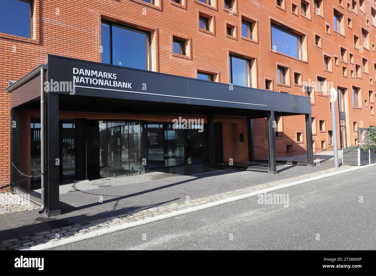 Copenhagen, Denmark - October 22, 2023: Entrance to the central bank of ...