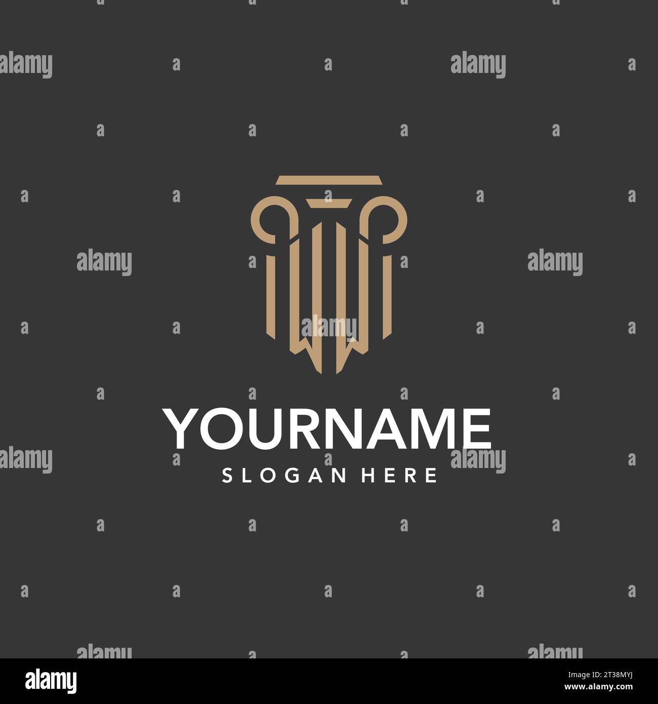 WW logo monogram with pillar style design vector Stock Vector Image ...