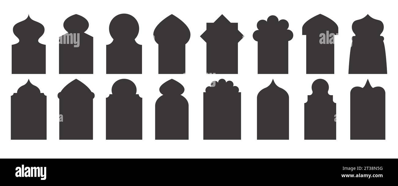 Ramadan frame shapes set. Vector door and windows arch with Islamic ...
