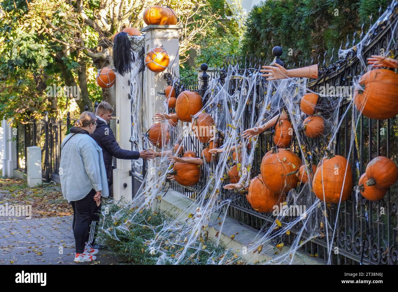 Gdansk, Poland on 23 October 2023 A house decorated with themes from ...