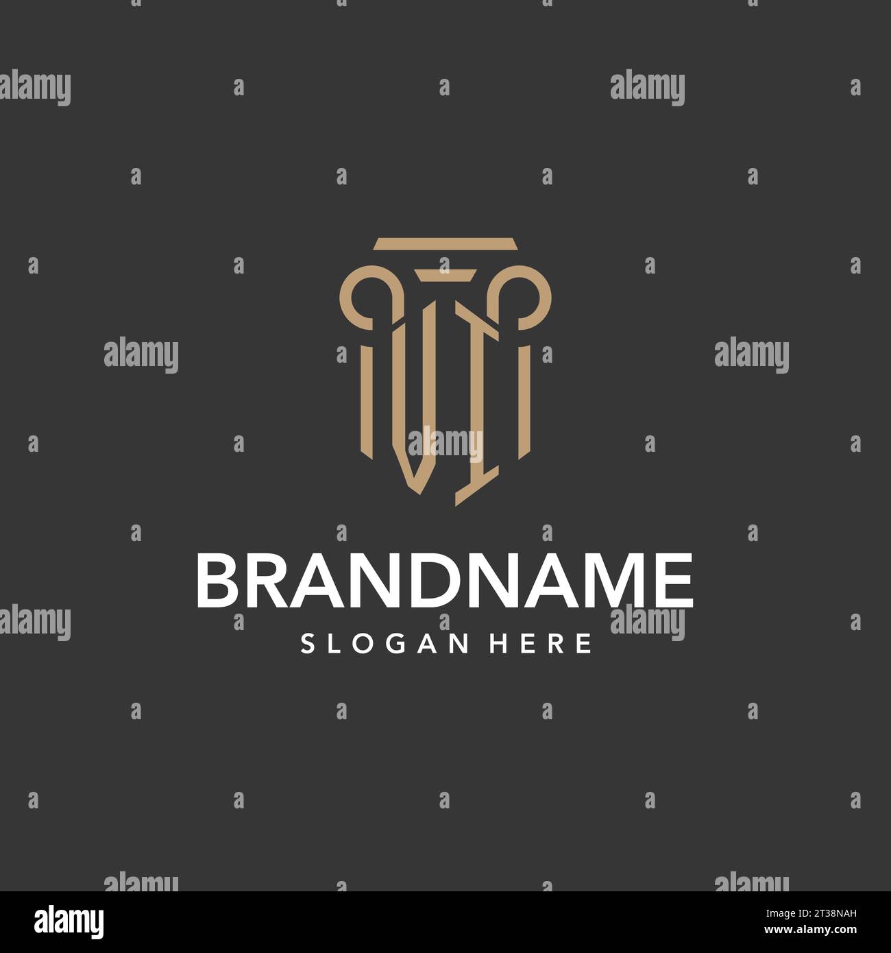 VI logo monogram with pillar style design vector Stock Vector Image ...