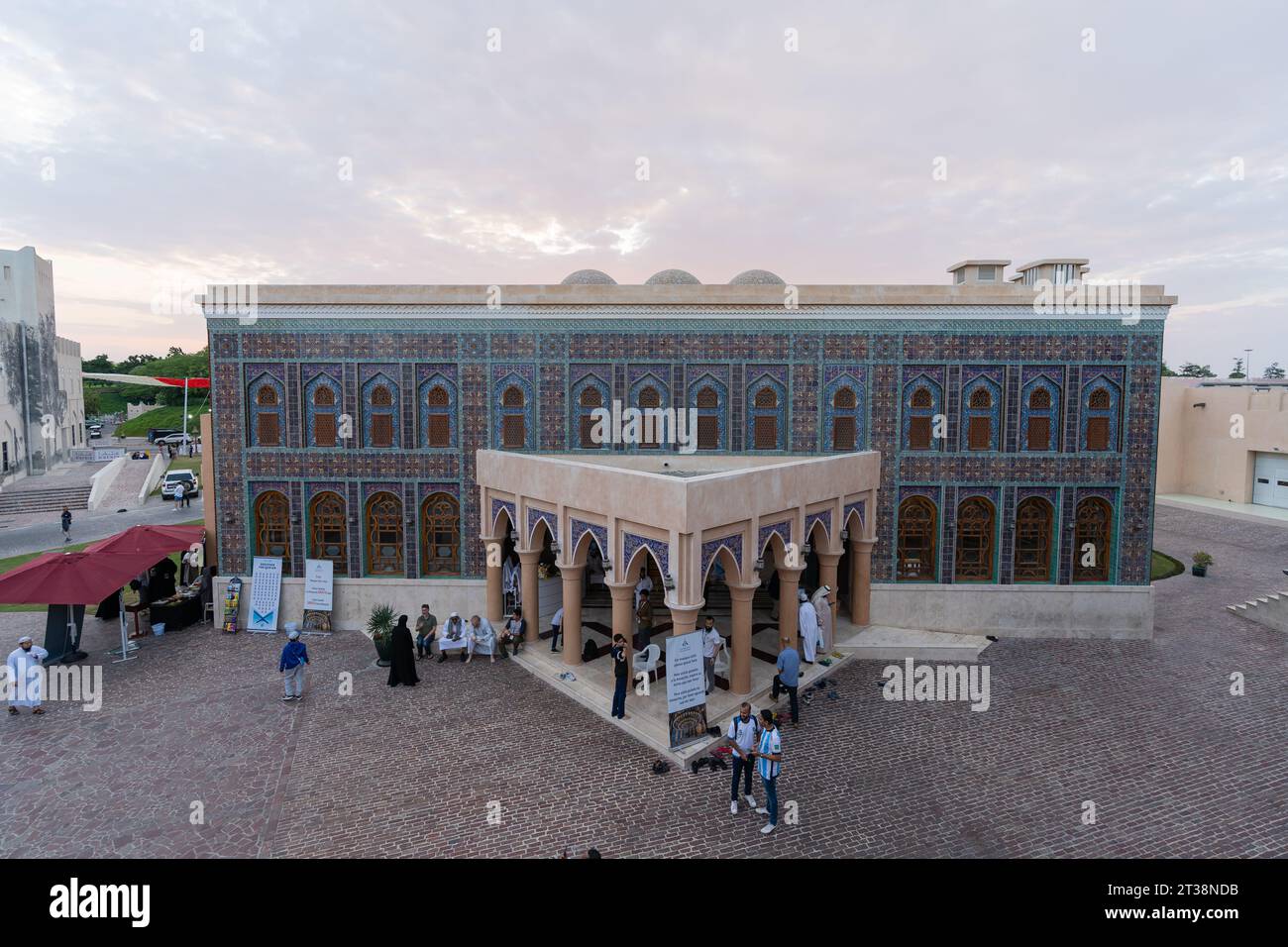 Doha, Qatar - December 9, 2022: The mosque of Katara and tower, one of ...