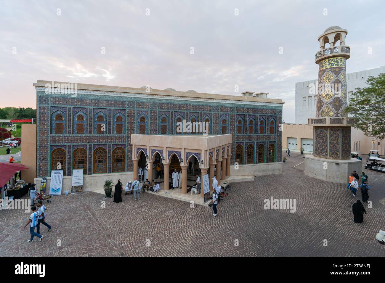 Doha, Qatar - December 9, 2022: The mosque of Katara and tower, one of ...