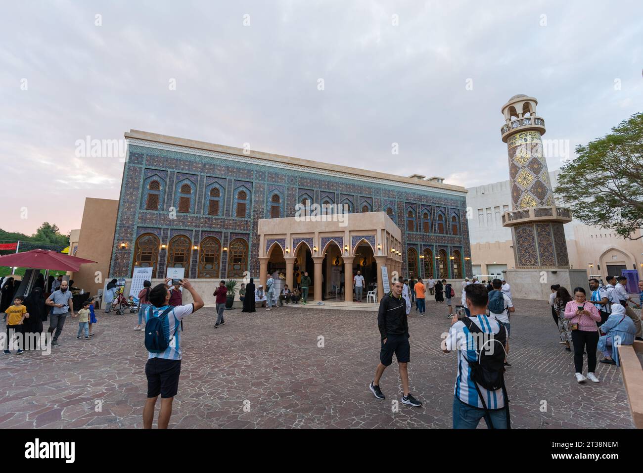 Doha, Qatar - December 9, 2022: The mosque of Katara and tower, one of ...