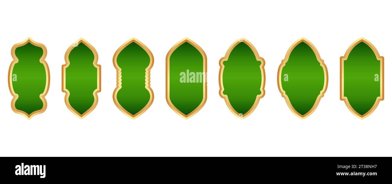 Ramadan golden frame. Islamic window shape. Arabic vector arch. Muslim ...