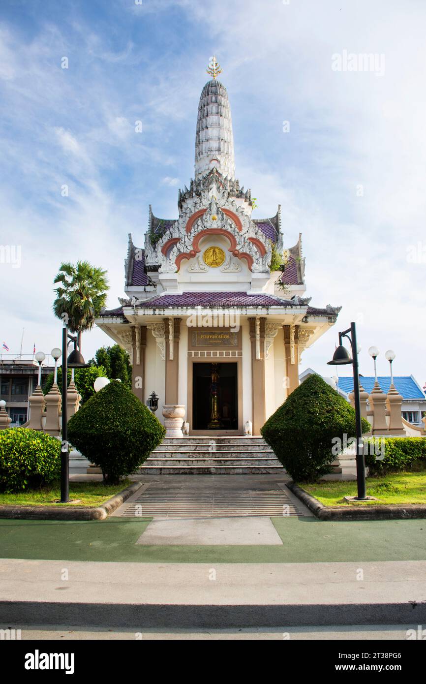 Ancient building of antique chumphon city pillar shrine for thai people ...