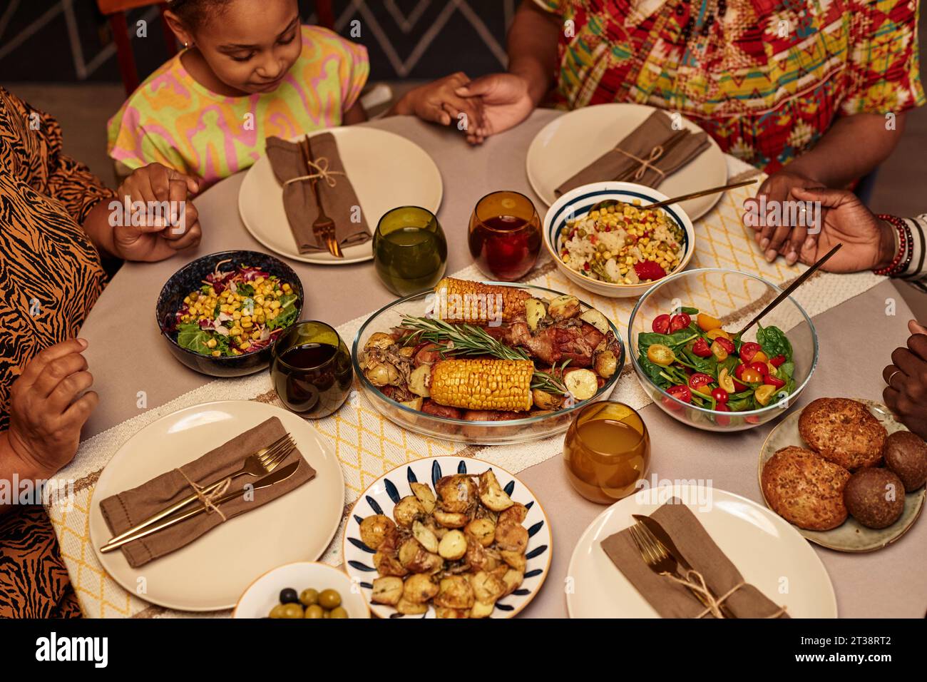 Delicious traditional food prepared for family Kwanzaa dinner Stock ...