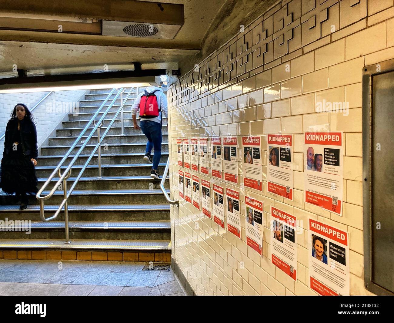 New York City, New York, U.S October 23, 2023, KIDNAPPED flyers of ...