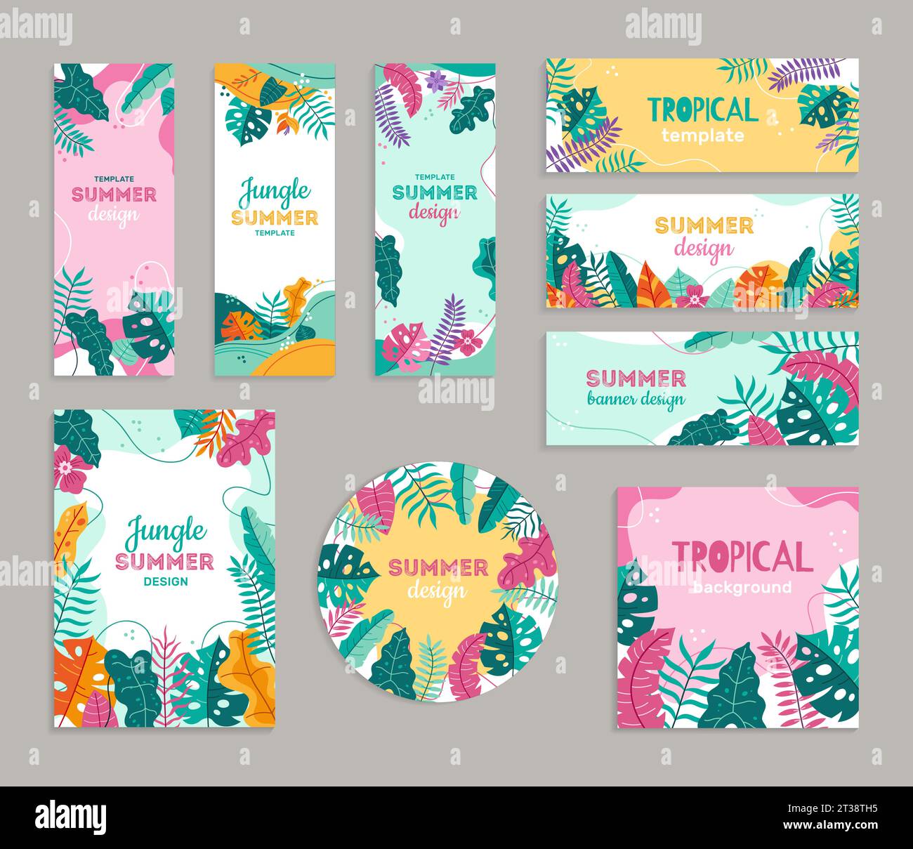 Tropical banner template. Nature inspired frame with tropical plants ...