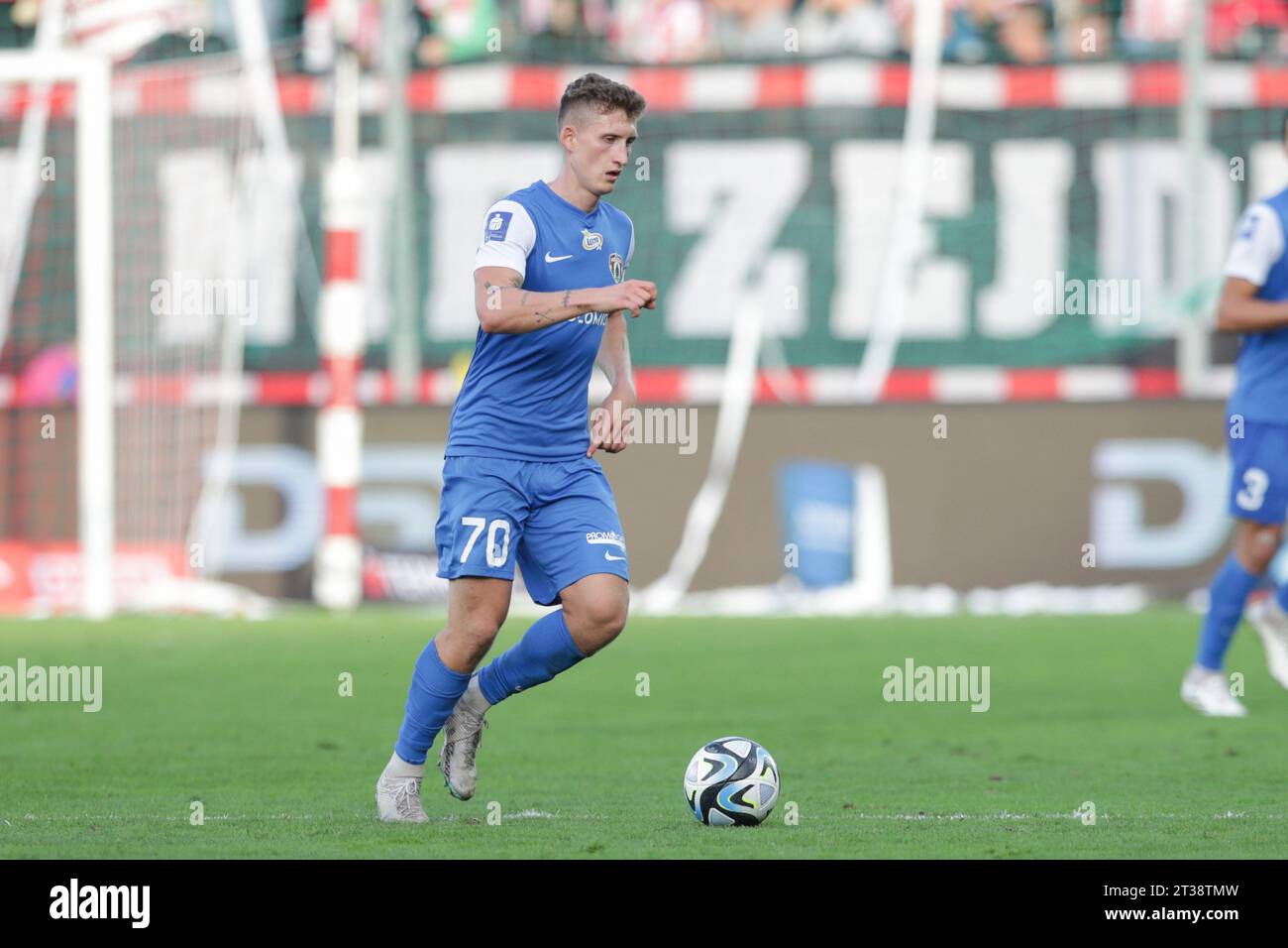 Wojciech Hajda of Puszcza Niepolomice seen in action during the Polish ...