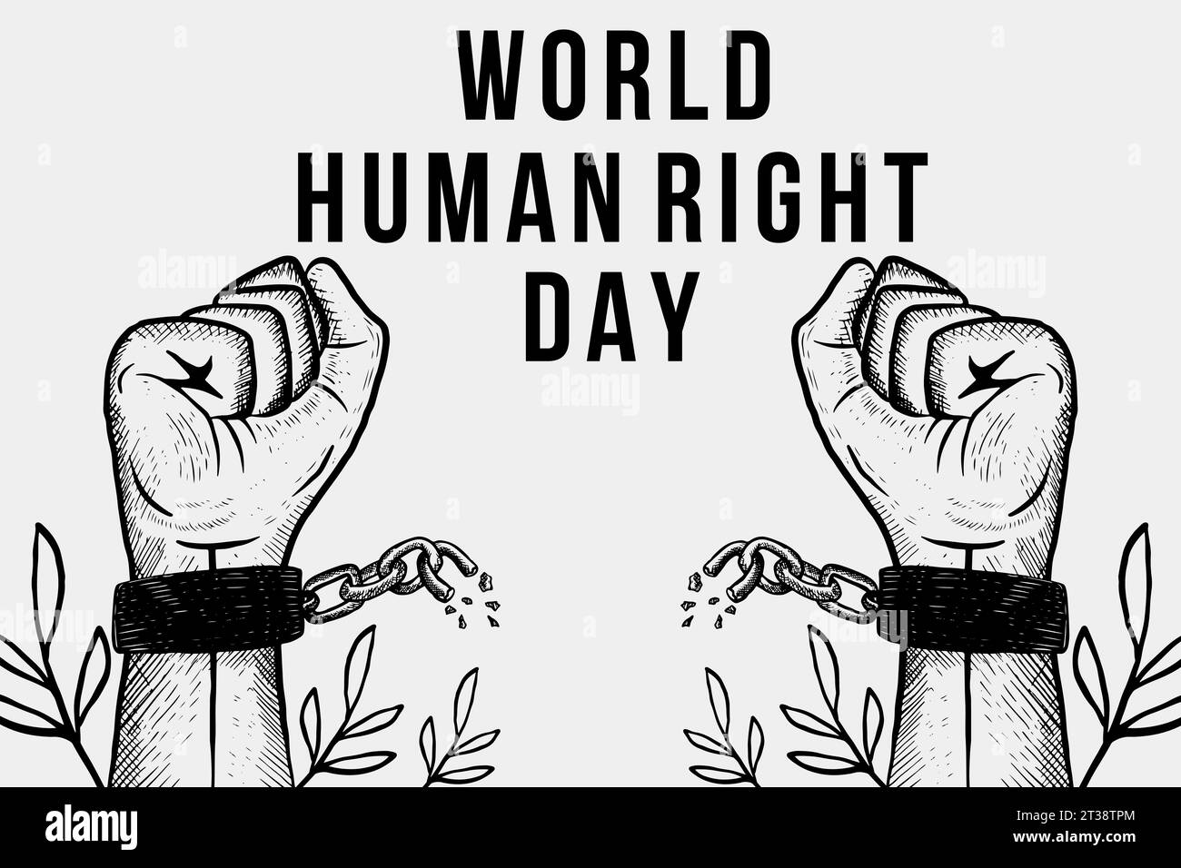 hand drawn world human right day background illustration with hands ...